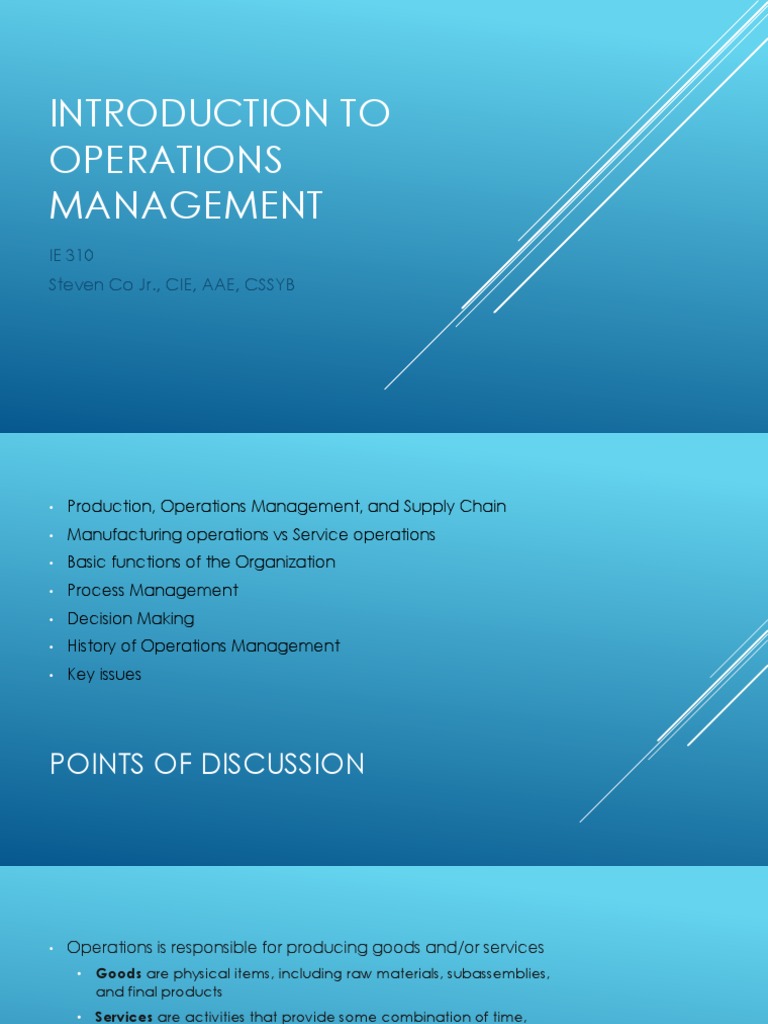 Lesson 1 - Introduction To Operations Management | PDF | Supply Chain ...