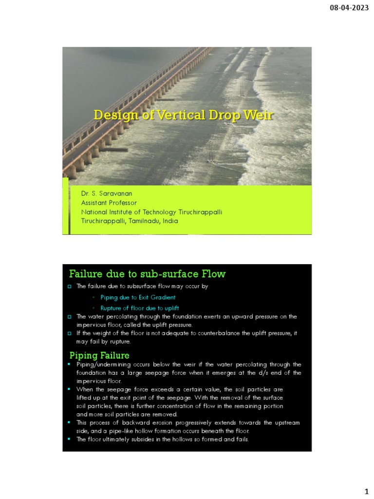 3 - Design of Vertical Drop Weir | PDF | Dam | Soil Mechanics