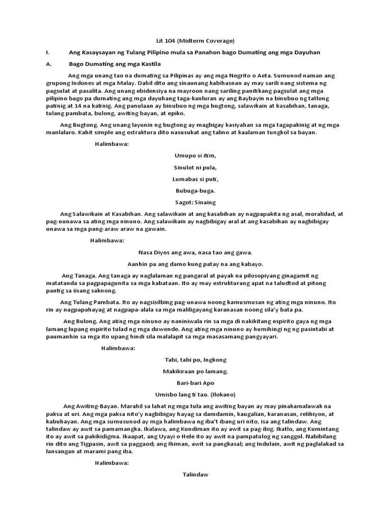 Lit-104 Midterm | PDF