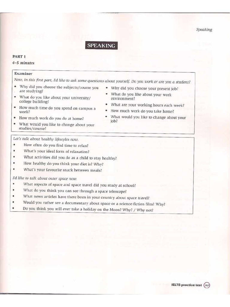 IELTS Speaking - Complete Test | PDF