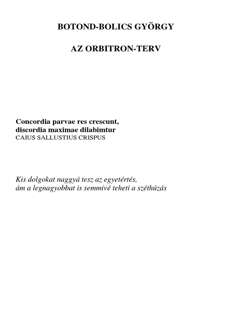 Botond Bolics György - Az Orbitron Terv | PDF