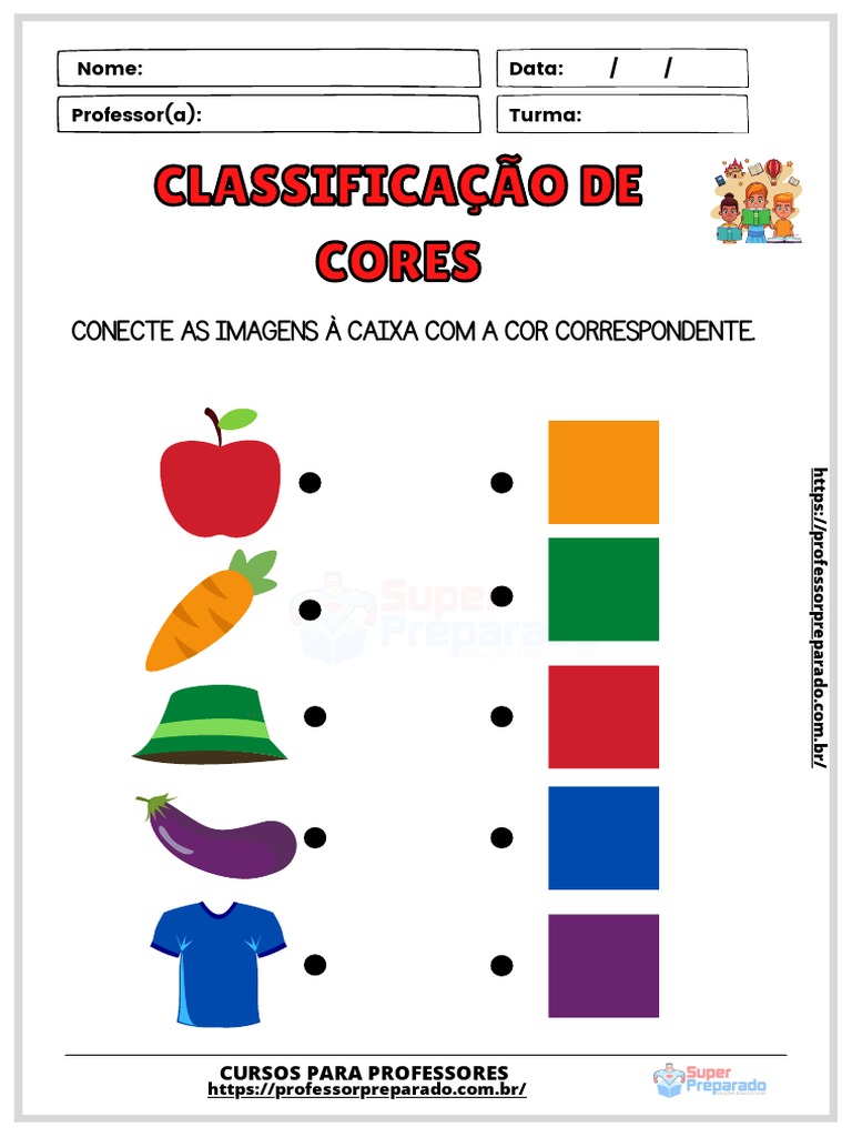 Atividades de classificação e identificação de cores para alunos do ...