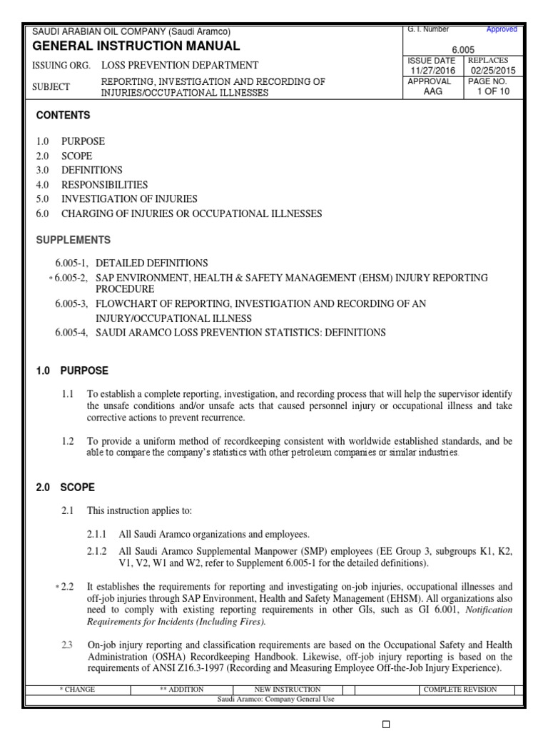 General Instruction Manual: Reporting, Investigation and Recording of ...