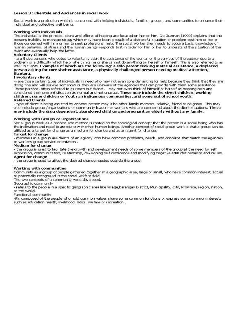 Lesson 3 Social Work | PDF | Community | Social Group