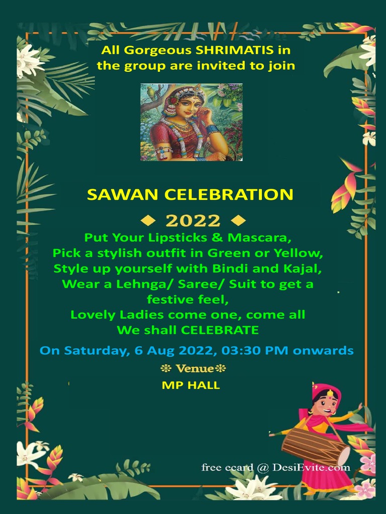 Invitation to Gorgeous Shrimatis to Join the Sawan Celebration ...