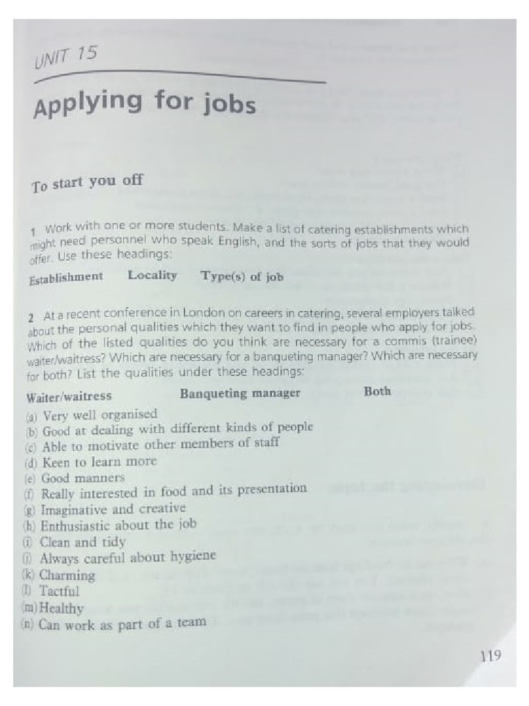Unit 15 Applying For Jobs | PDF