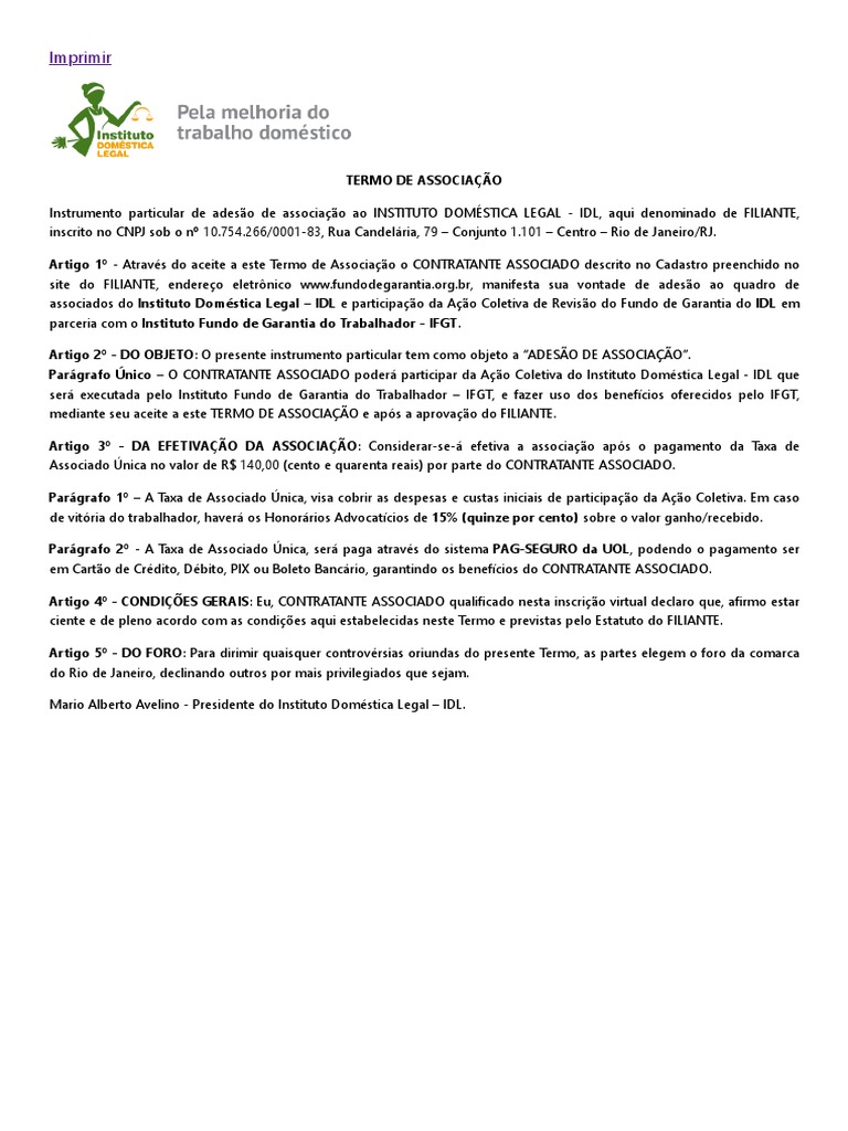 Termo de Associado_IFGT | PDF