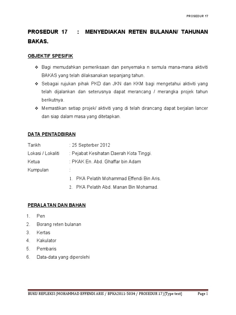 Prosedur Bakas 17 | PDF