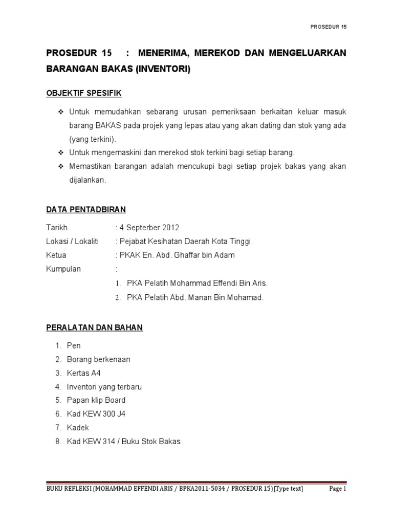 Prosedur Bakas 15 | PDF