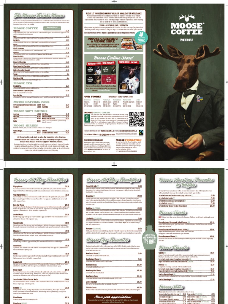 Moose Menu JAN23 | PDF | Coffee | Sausage