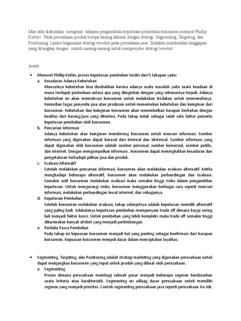 Diskusi II - Pemasaran Jasa | PDF