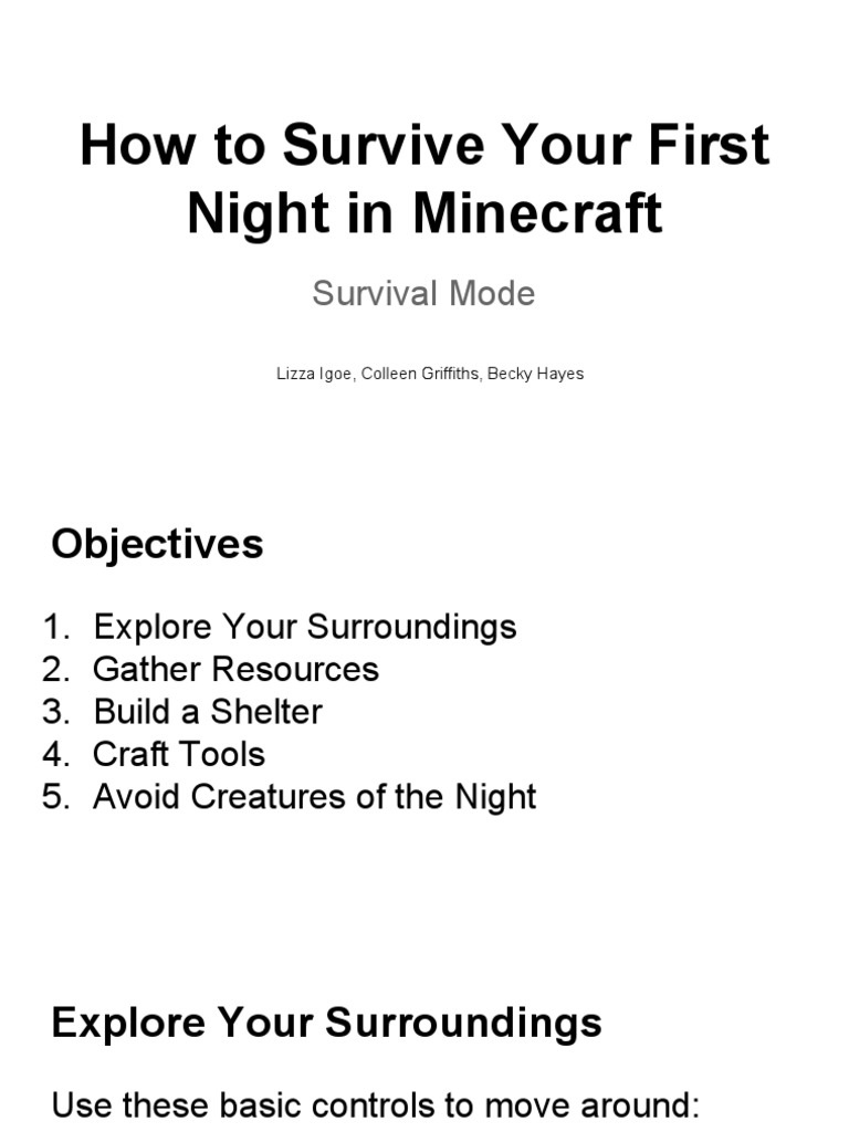 How To Survive Your First Night in Minecraft | PDF | Home & Garden | Art