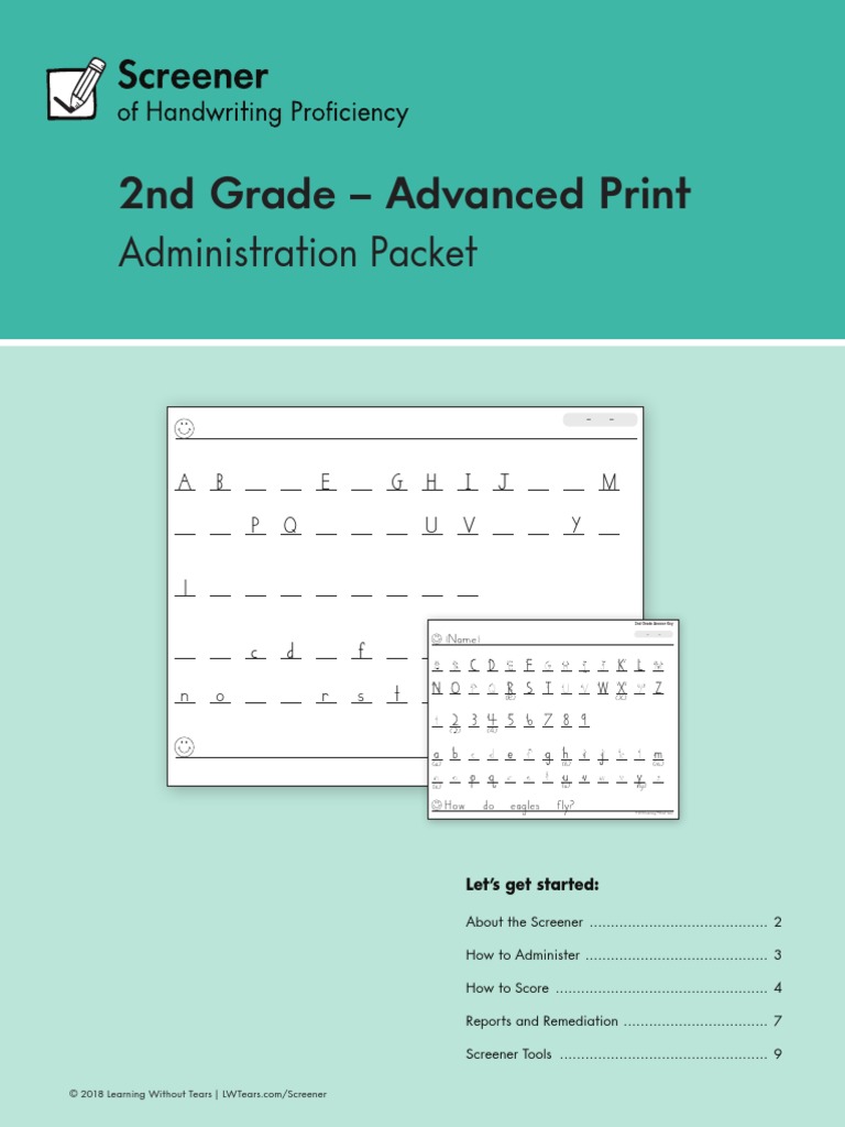 2nd Grade - Advanced Print: Administration Packet | PDF