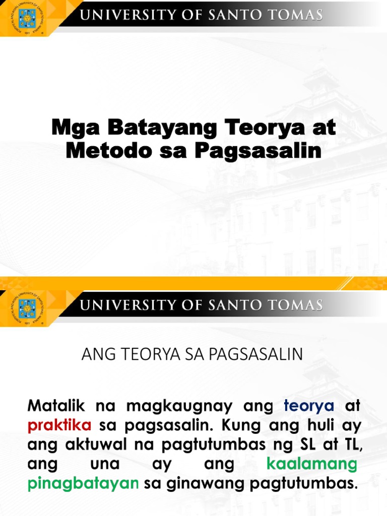 Mga Batayang Teorya at Metodo Sa Pagsasalin | PDF