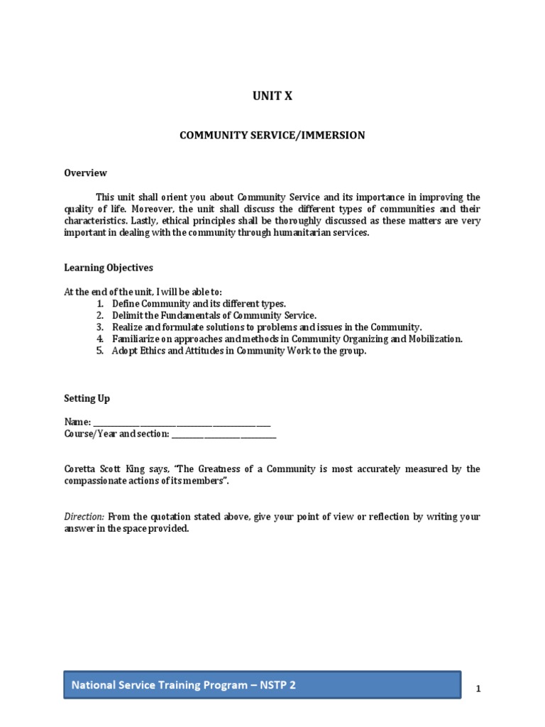 NSTP2 Unit10 Module 2ND Sem 2022 2023 | PDF | Community | Community Organizing