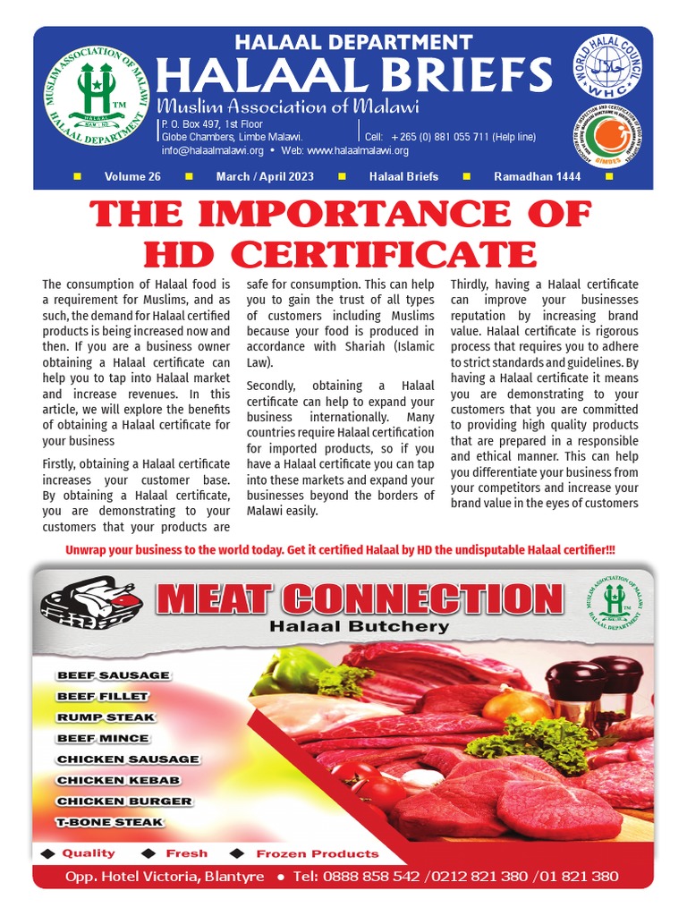 The Importance of HD Certificate: March / April 2023 Halaal Briefs ...