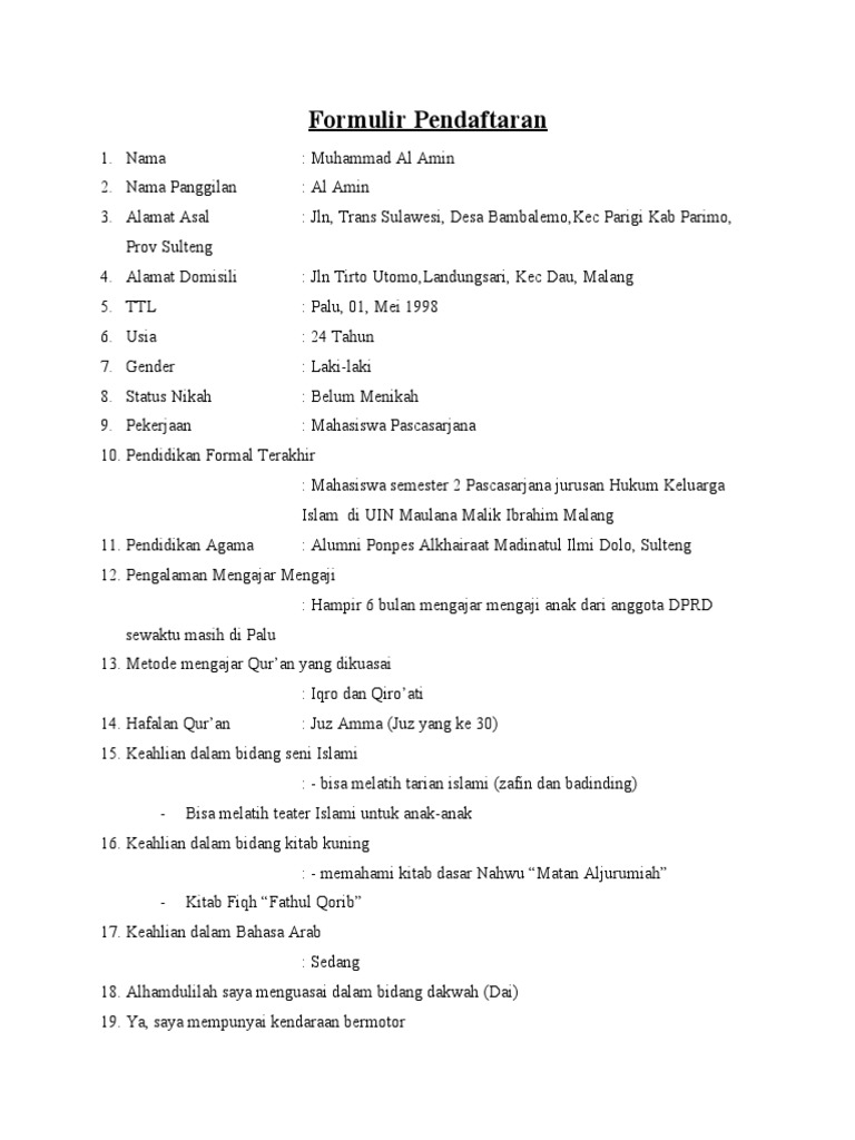 CV (Guru Ngaji) | PDF