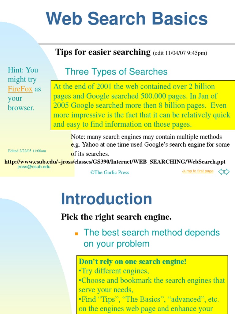 Web Search Basics: Tips For Easier Searching | Pdf | Web Search Engine 