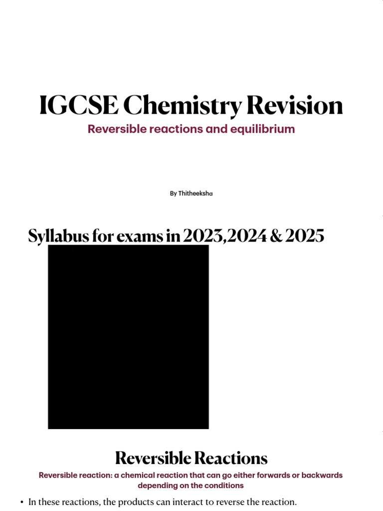 IG_Chemistry_reversible_reactions_and_equilibrium | PDF | Chemical Equilibrium | Chemical Reactions