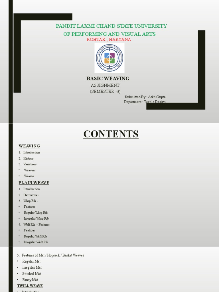 Weaving Module Document | PDF | Weaving | Textiles