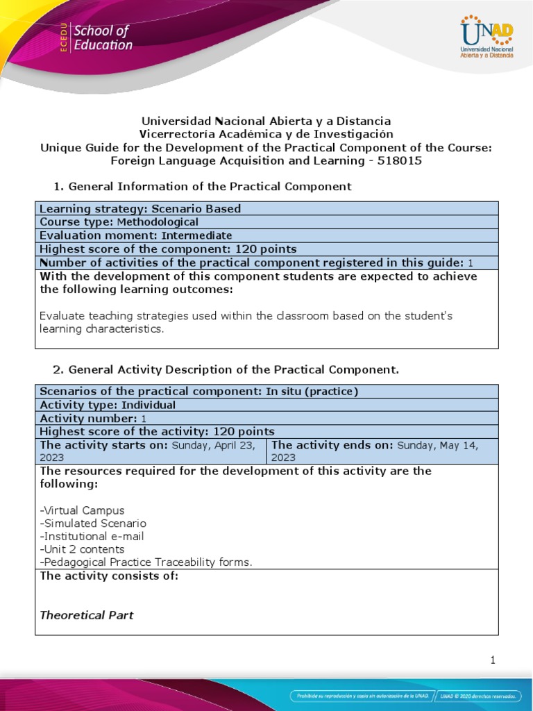 Activity Guide For The Development of The Practical Component - Unit 2 ...