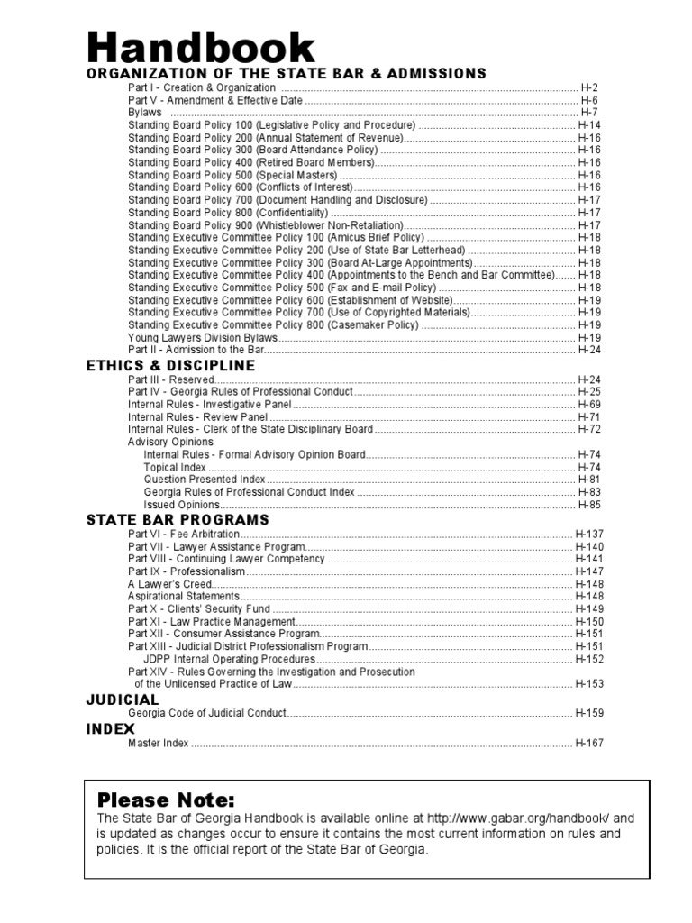 Ga State BAR Handbook | PDF | State Bar Of California | Lawyer