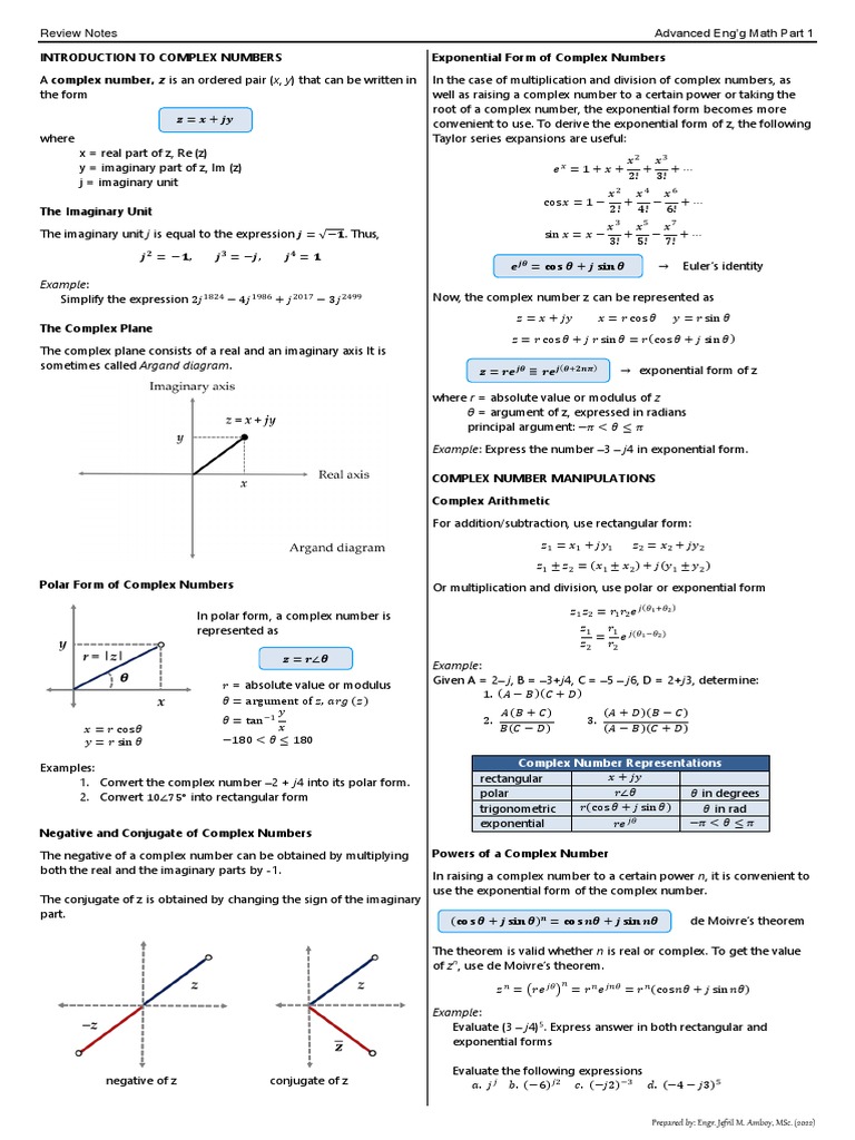 Complex Numbers and Matrix Algebra Overview | PDF