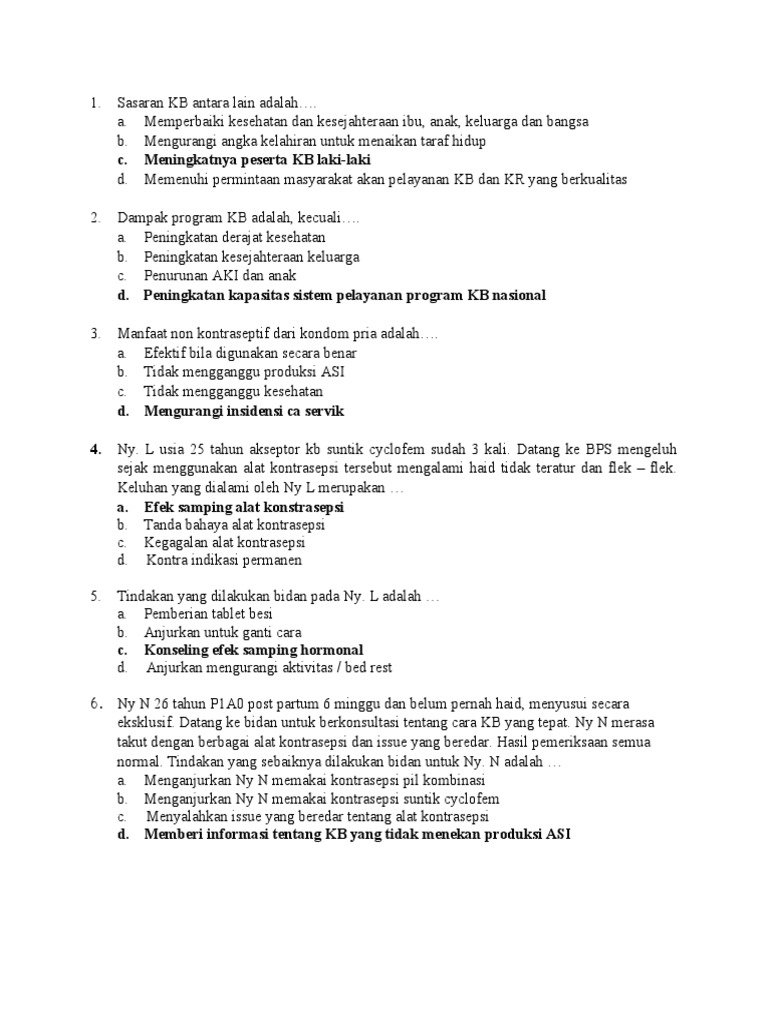 Contoh Soal Askeb Kespro Dan KB | PDF