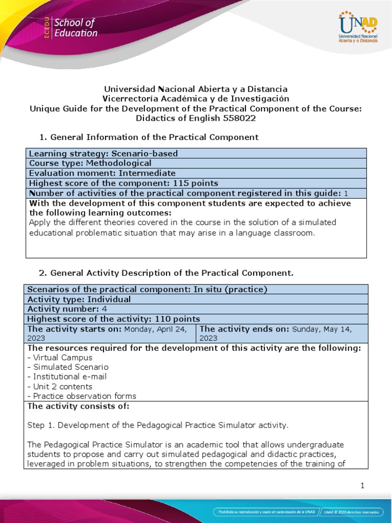 Activiy Guide For The Development of The Practical Component - Unit 2 - Phase 4 - Simulated ...