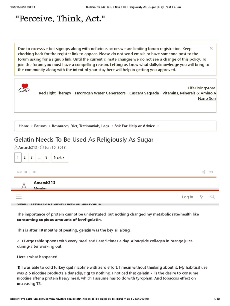 Gelatin Needs To Be Used As Religiously As Sugar - Ray Peat Forum | PDF ...