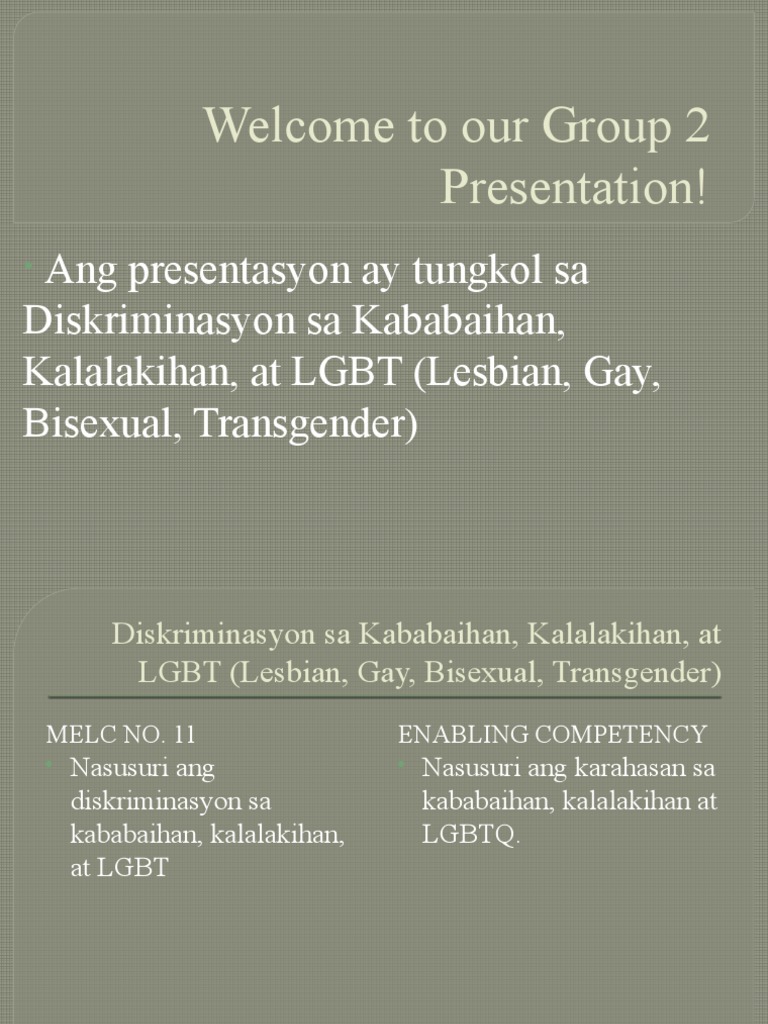 Diskriminasyon Sa Kababaihan Kalalakihan at LGBT Lesbian Gay Bisexual Transgender | PDF