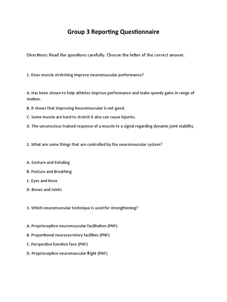 Group 3 Reporting Questionnaire | PDF