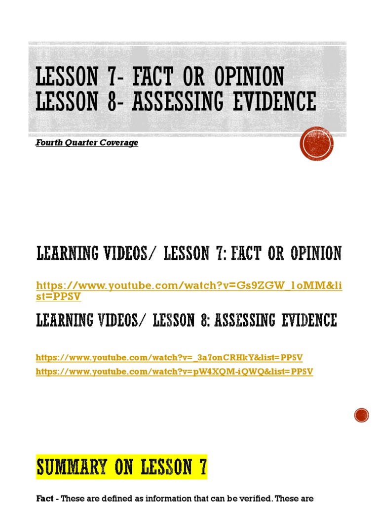 Understanding Facts and Opinions | PDF | Evidence | Witness