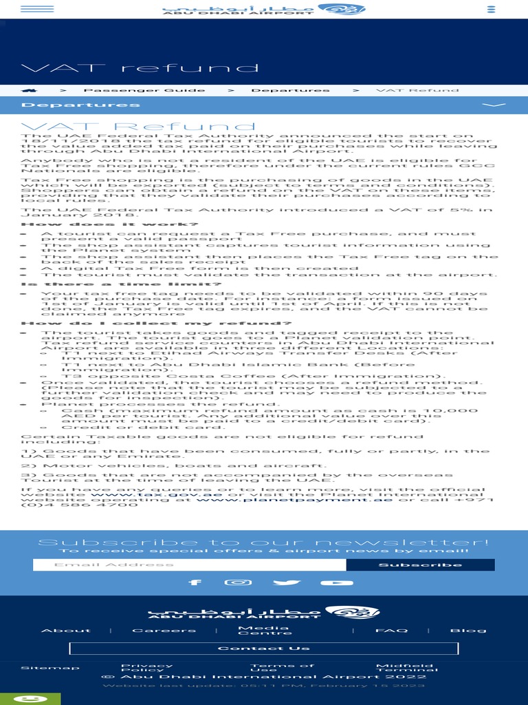 Guide to VAT Refund Procedures for Tourists Departing from Abu Dhabi ...