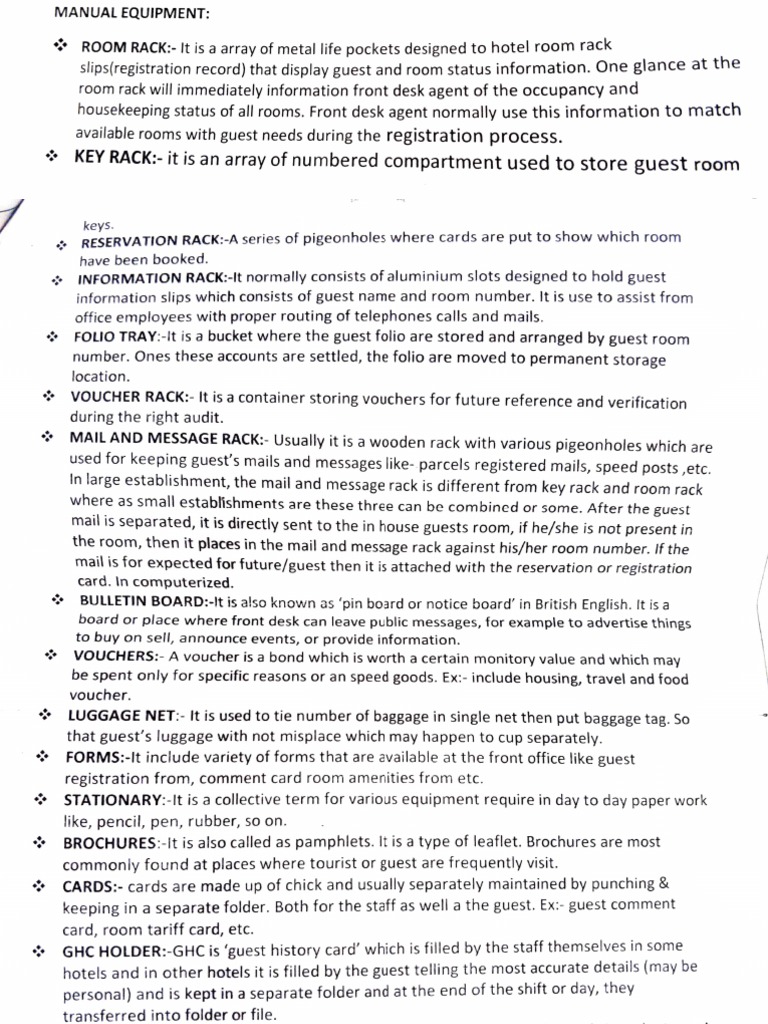 Equipments in FO | PDF | Fax | Photocopier