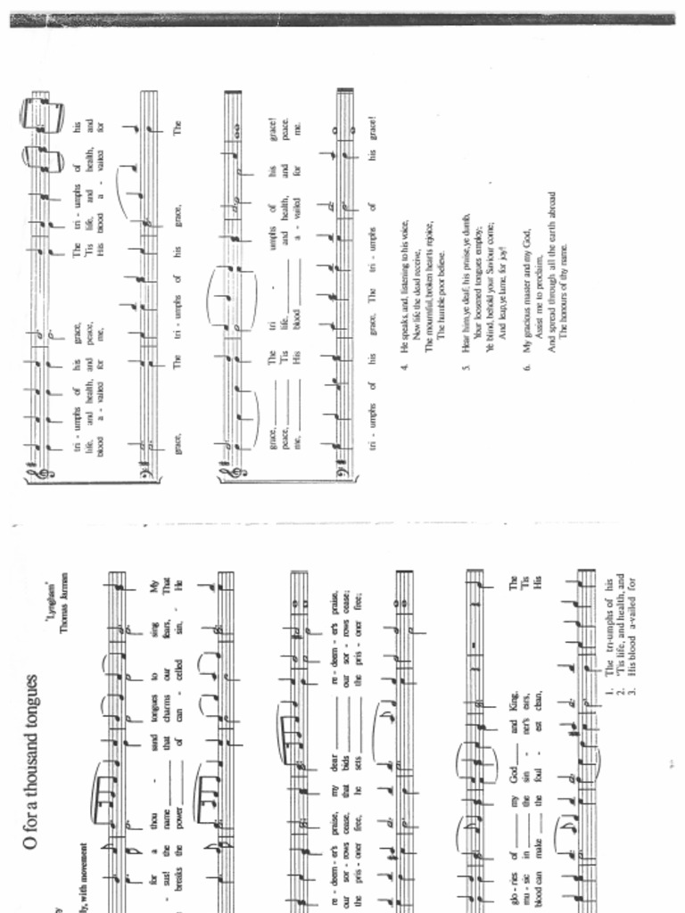 O For A Thousand Tongues - Lyngham Tune | PDF