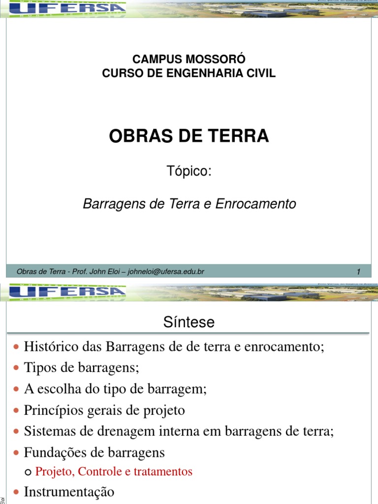 Obras de Terra | PDF | Barragem | Geociências