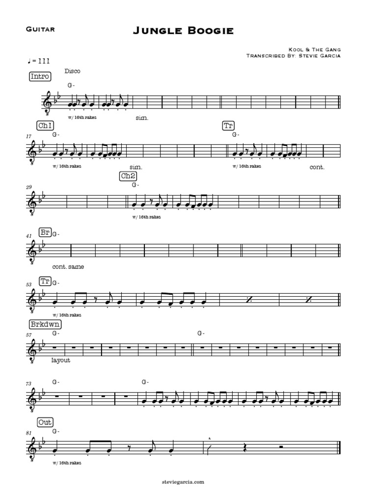 Jungle Boogie - Kool and The Gang-Guitar | PDF