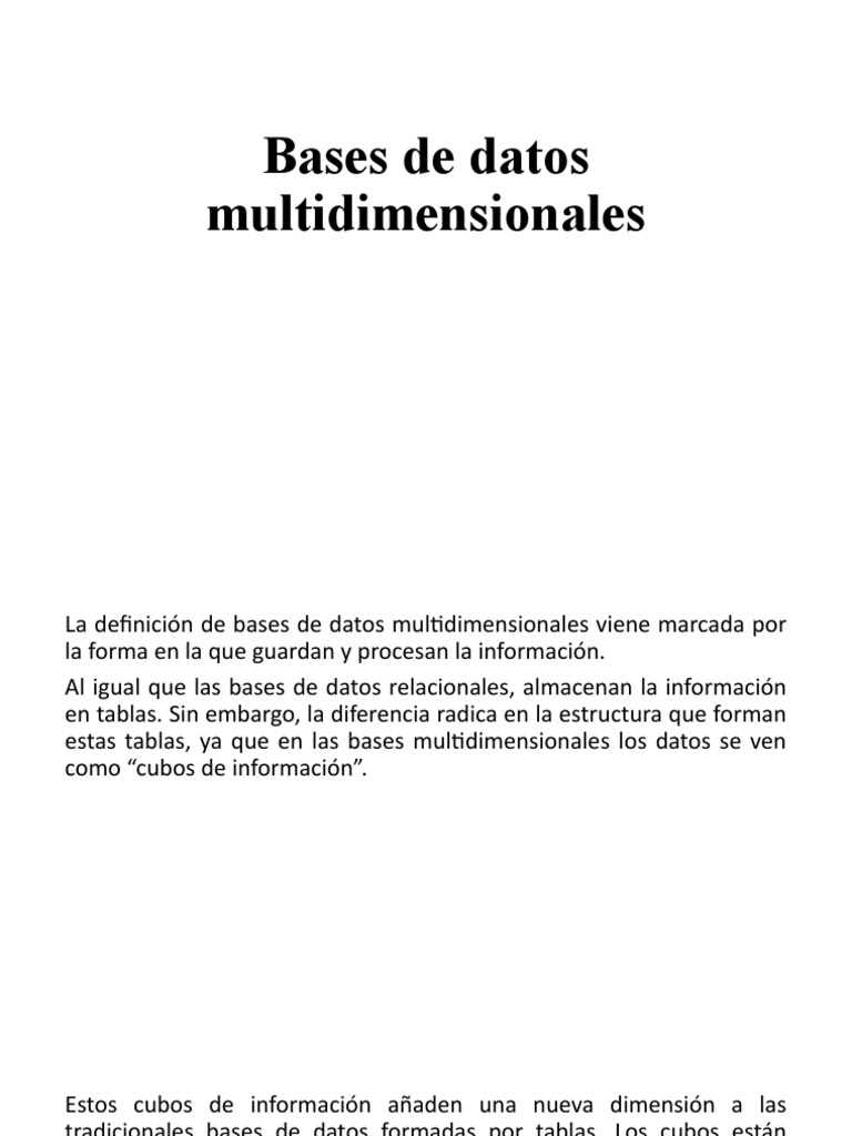 Bases de Datos Multidimensionales | PDF | Bases de datos | Almacén de datos