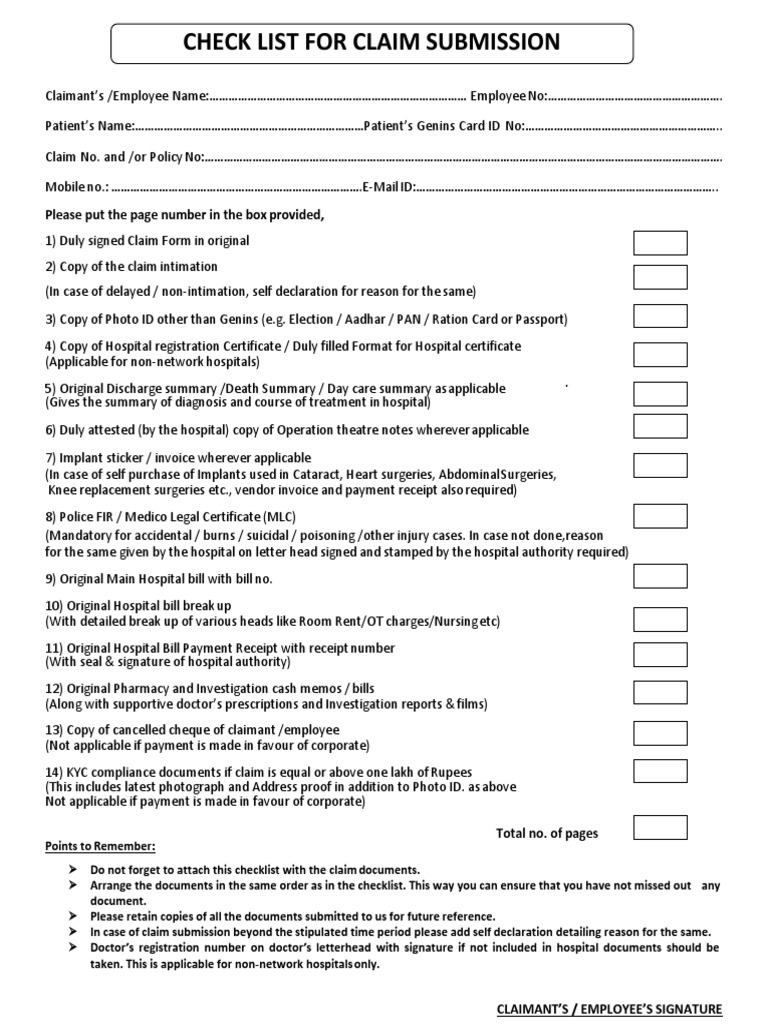 Genins Claim Form | Download Free PDF | Insurance | Hospital