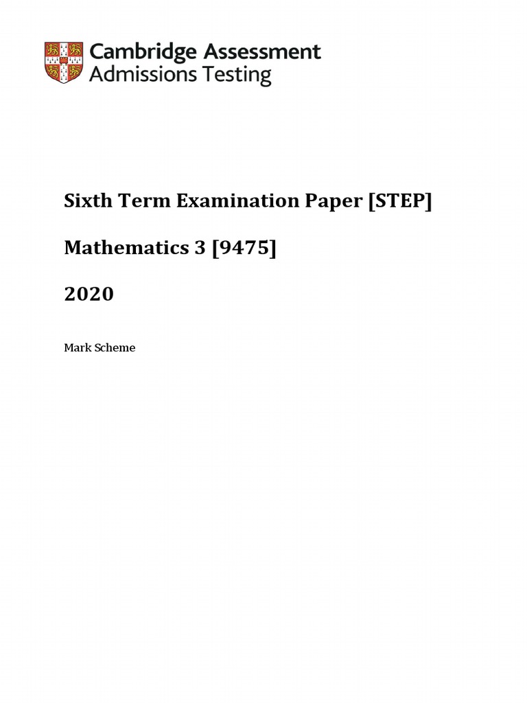 STEP 3 2020 Mark Scheme | PDF | Abstract Algebra | Elementary Mathematics