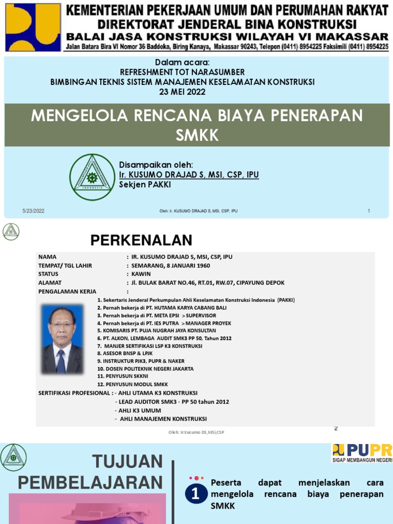 Mengelola Rencana Biaya Penerapan SMKK | PDF