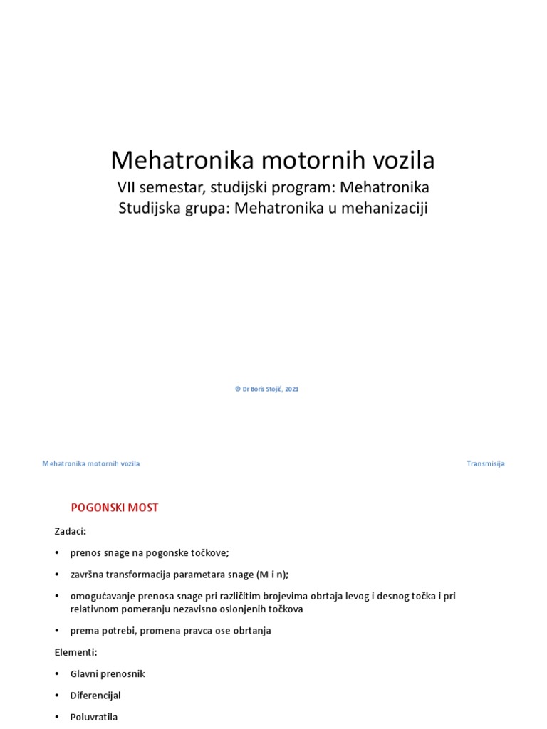 P06 1 Pogonski Most Glavni Prenosnik Diferencijal | PDF