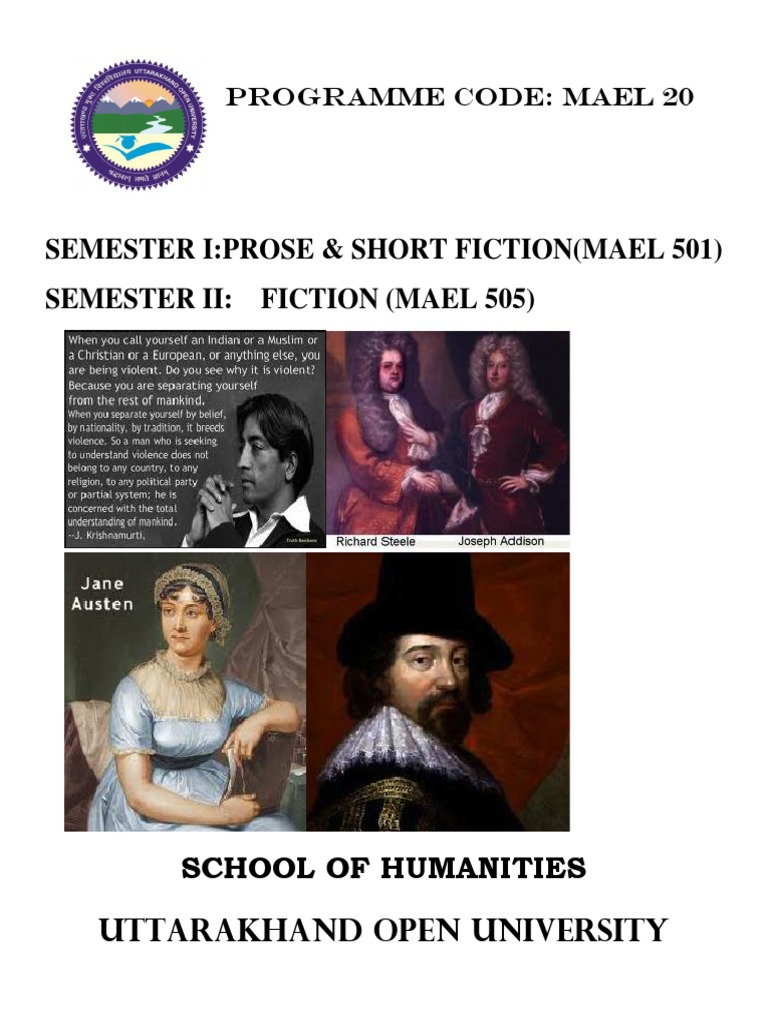 Semester I:Prose & Short Fiction (Mael 501) Semester Ii: Fiction (Mael 505) | PDF | Essays | Truth