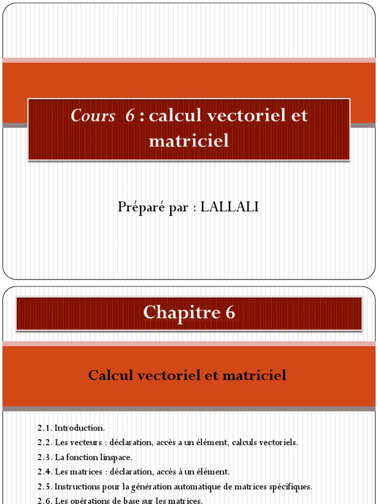 Présentation Matrices | PDF | Matrice (Mathématiques) | Base (algèbre ...