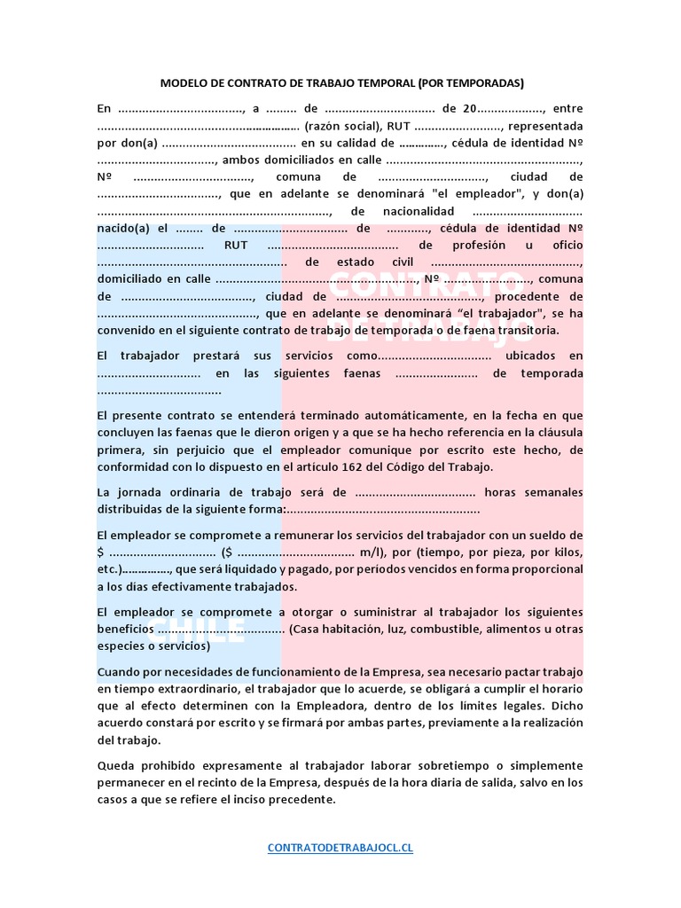 Modelo de Contrato de Trabajo Temporal PDF | PDF | Justicia | Crimen y violencia