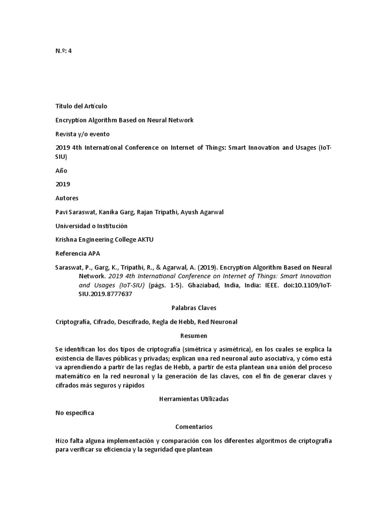 Criptografía con Redes Neuronales | PDF