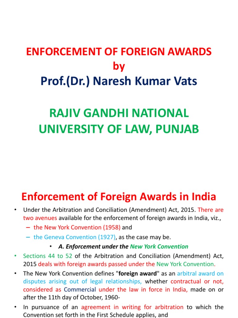 Enforcement of Foreign Awards in India | PDF | Arbitration | Jurisdiction