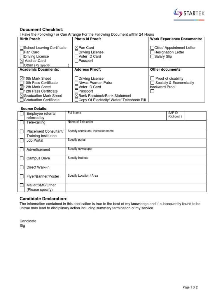 CSA Application Document Checklist | PDF | Business | Finance & Money ...