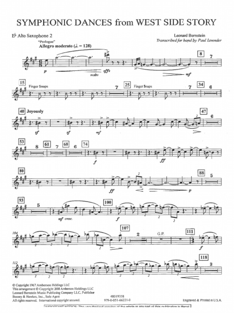 Symphonic Dances From West Side Story - Eb Alto Saxophone 2 | PDF